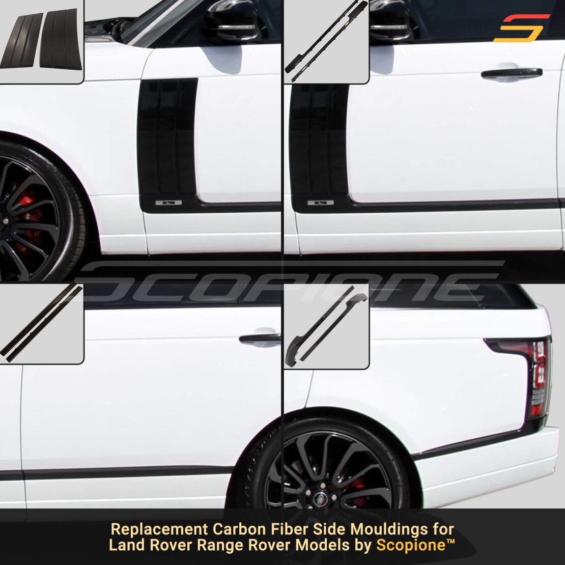 Scopione Carbon Doors & Bumper Molding Trim Kit | Range Rover