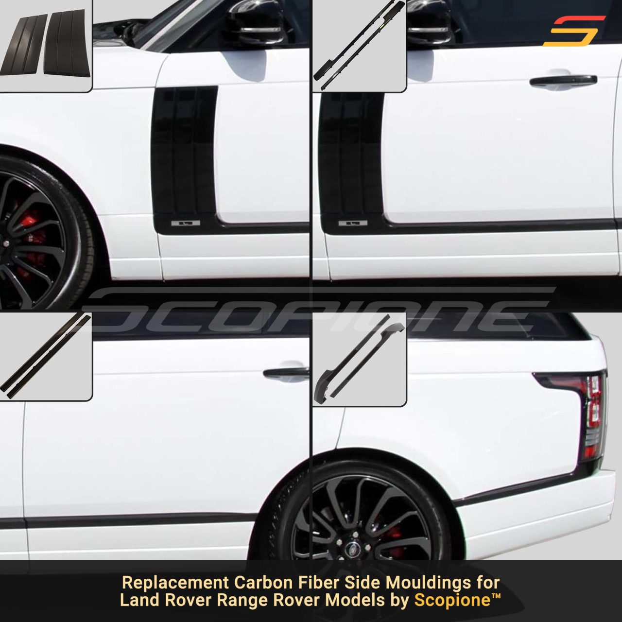 Scopione Carbon Doors & Bumper Molding Trim Kit | Range Rover