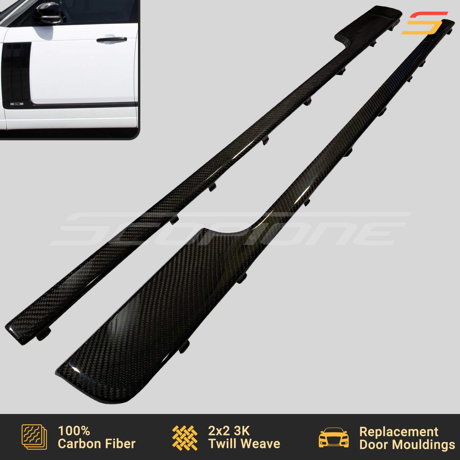 Scopione Carbon Front Door Side Moldings Strips | Range Rover