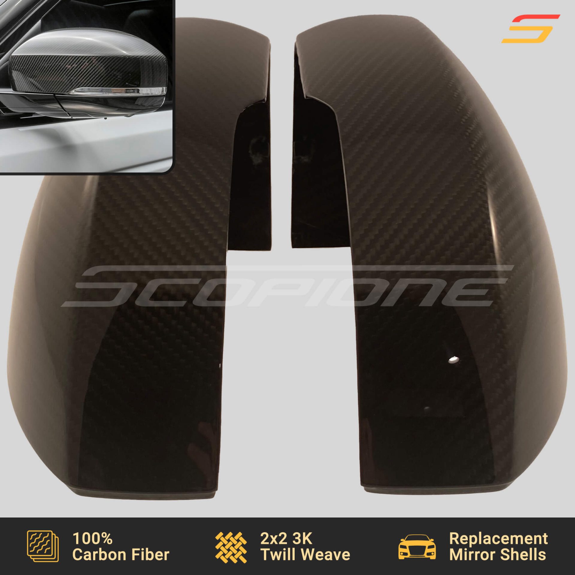 Scopione Carbon Side Mirror Replacement Covers | Range Rover