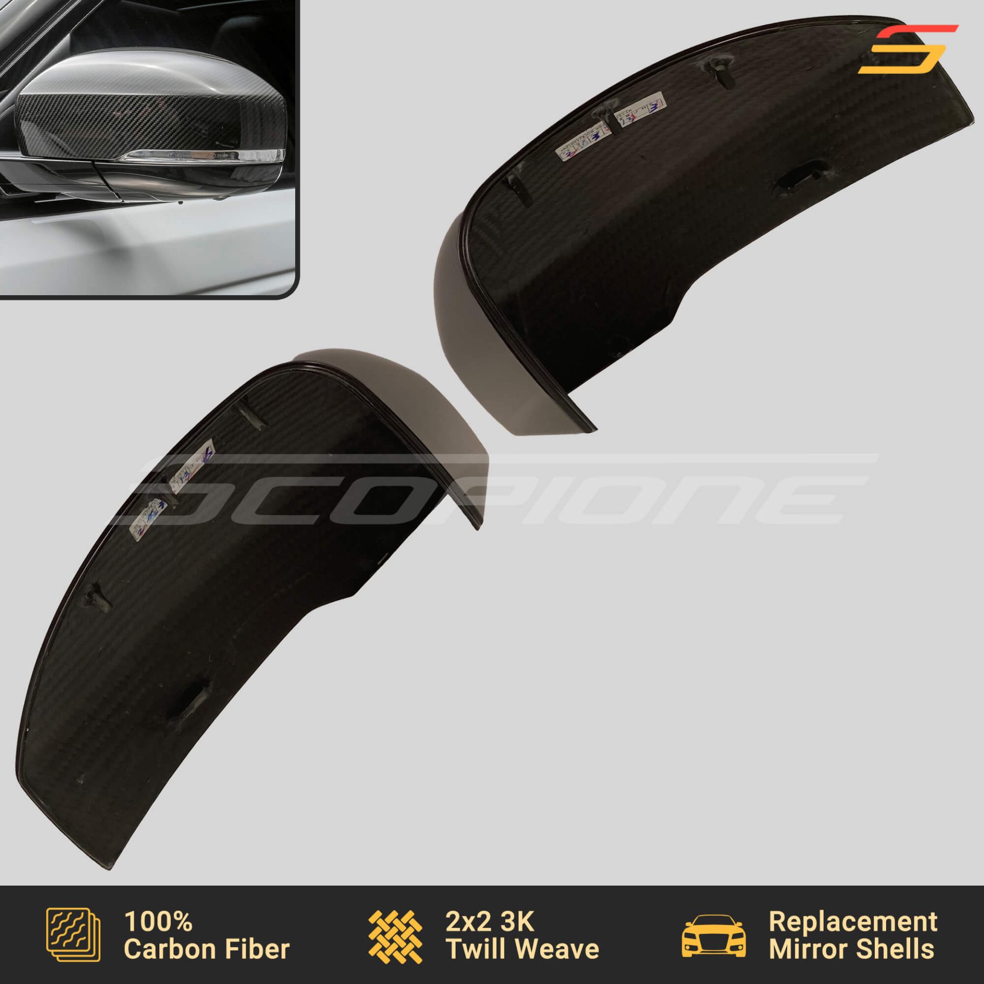 Scopione Carbon Side Mirror Replacement Covers | Range Rover