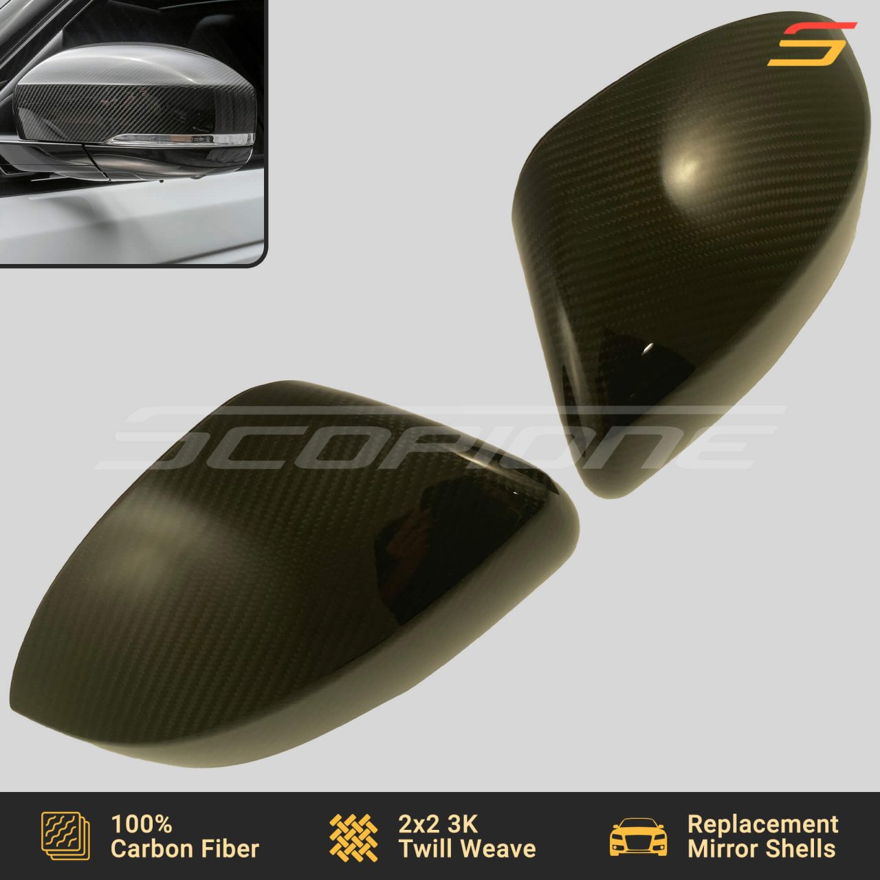 Scopione Carbon Side Mirror Replacement Covers | Range Rover
