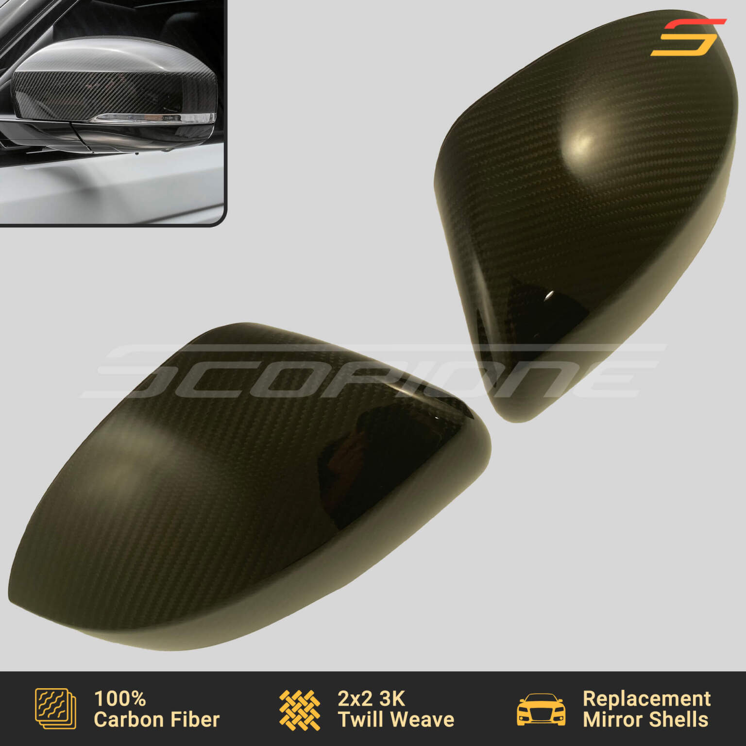 Scopione Carbon Side Mirror Replacement Covers | Range Rover
