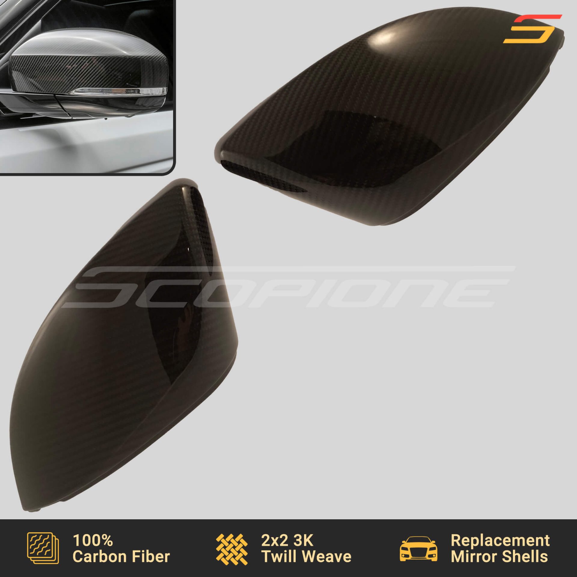 Scopione Carbon Side Mirror Replacement Covers | Range Rover