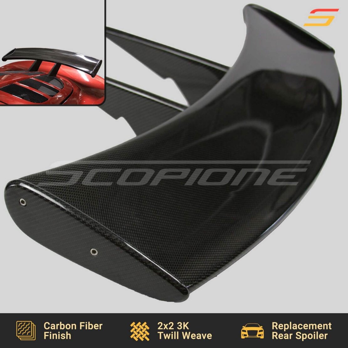 Scopione Carbon Fiber Rear Spoiler for Lotus Exige Elise SC S2