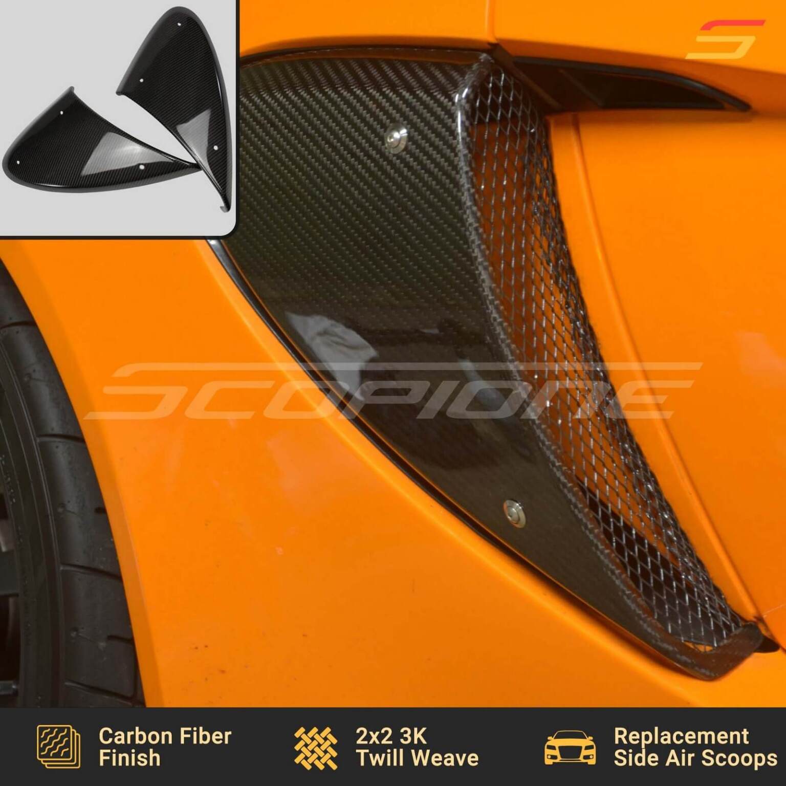 Scopione Carbon Fiber Side Air Intake Vents for Lotus Exige Elise SC S2