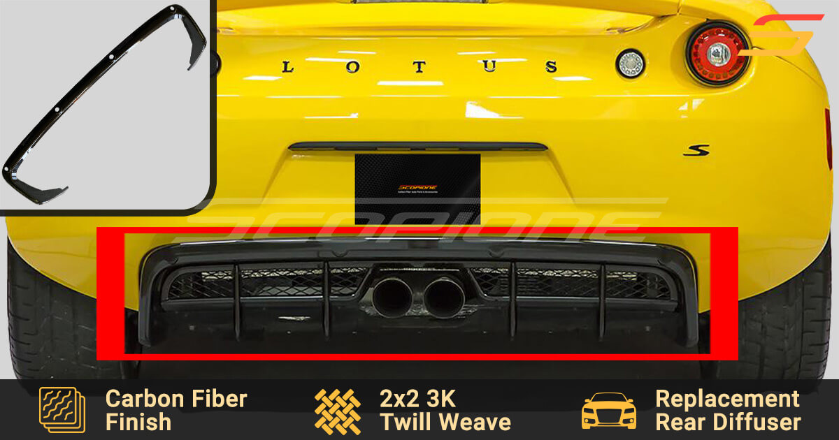 Scopione Carbon Fiber Rear Bumper Diffuser Finisher for Lotus Evora S