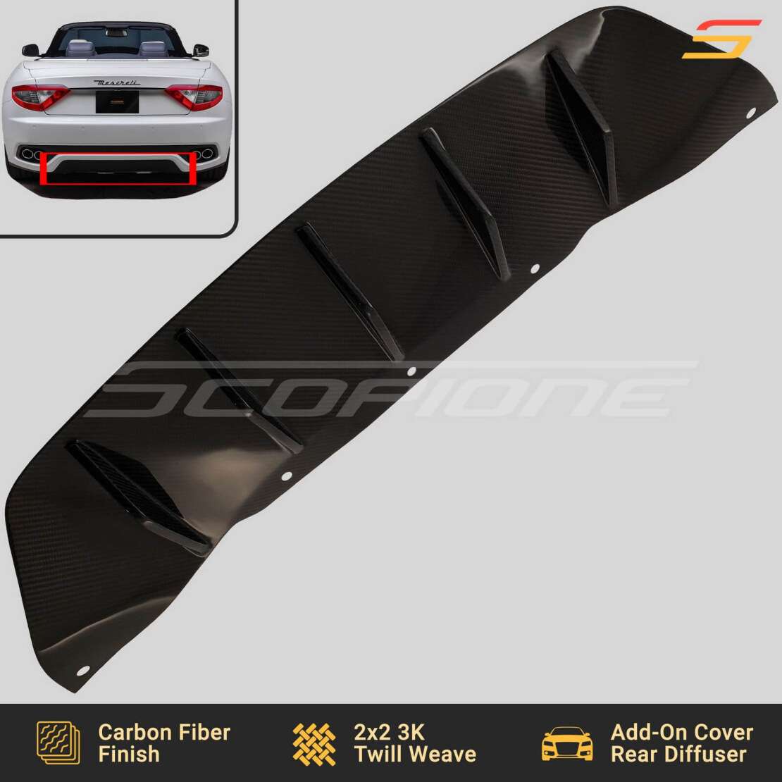 Carbon Fiber Rear Bumper Diffuser: Maserati GranTurismo Cabrio