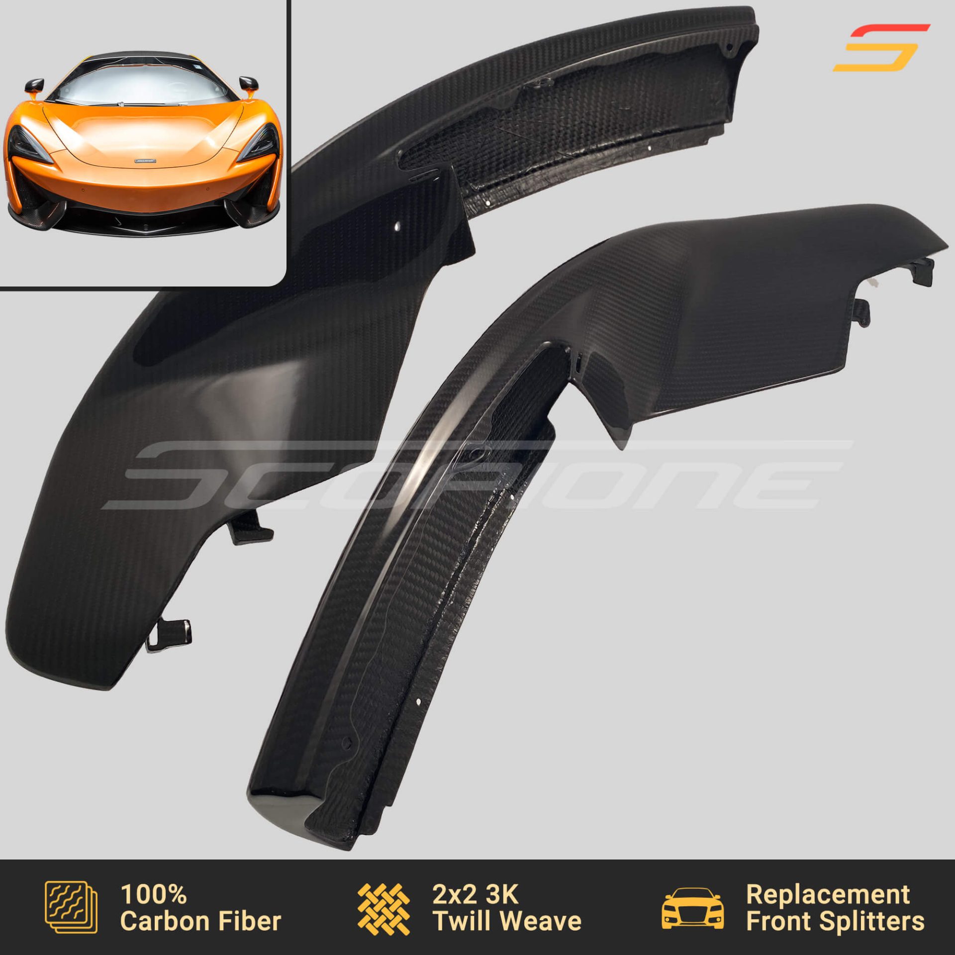 Scopione Carbon Front Bumper Splitters for McLaren 570S 570GT