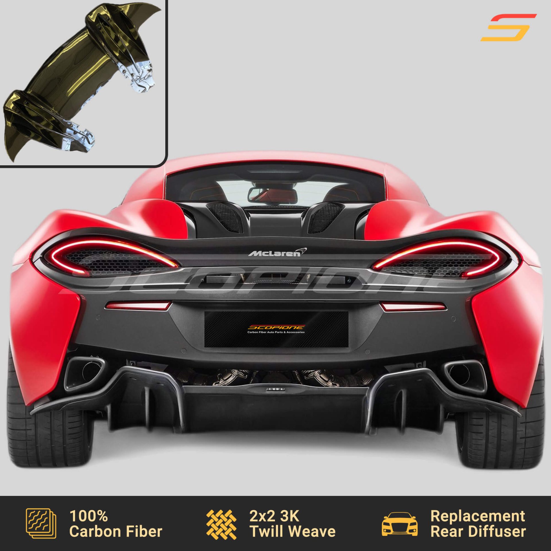 Scopione Carbon Rear Bumper Diffuser: McLaren 540C 570S 570GT