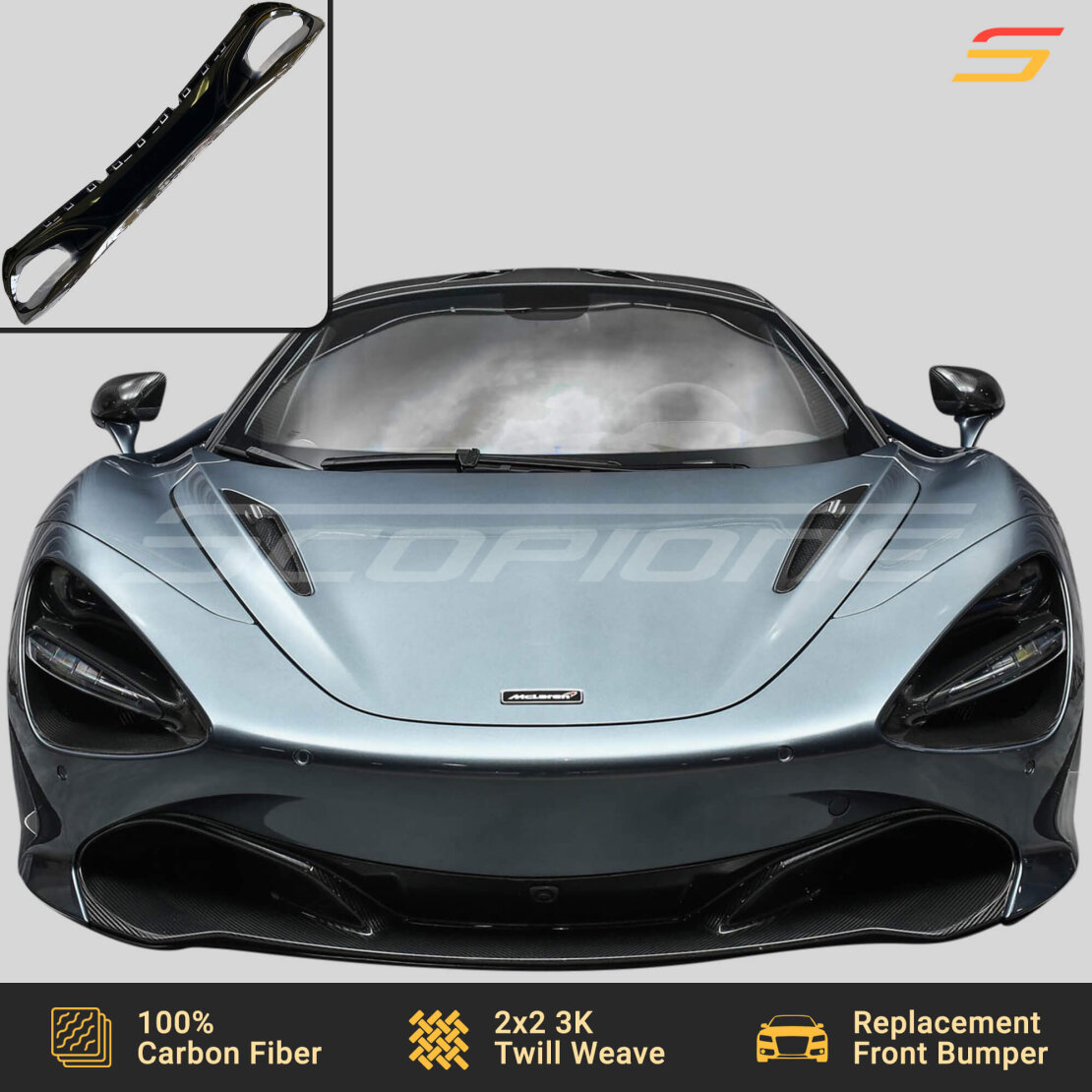 Scopione Carbon Fiber Replacement Front Lip for McLaren 720S