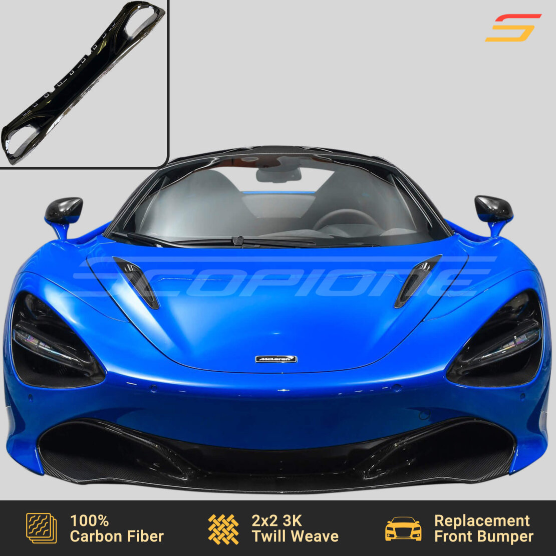 Scopione Carbon Fiber Replacement Front Lip for McLaren 720S