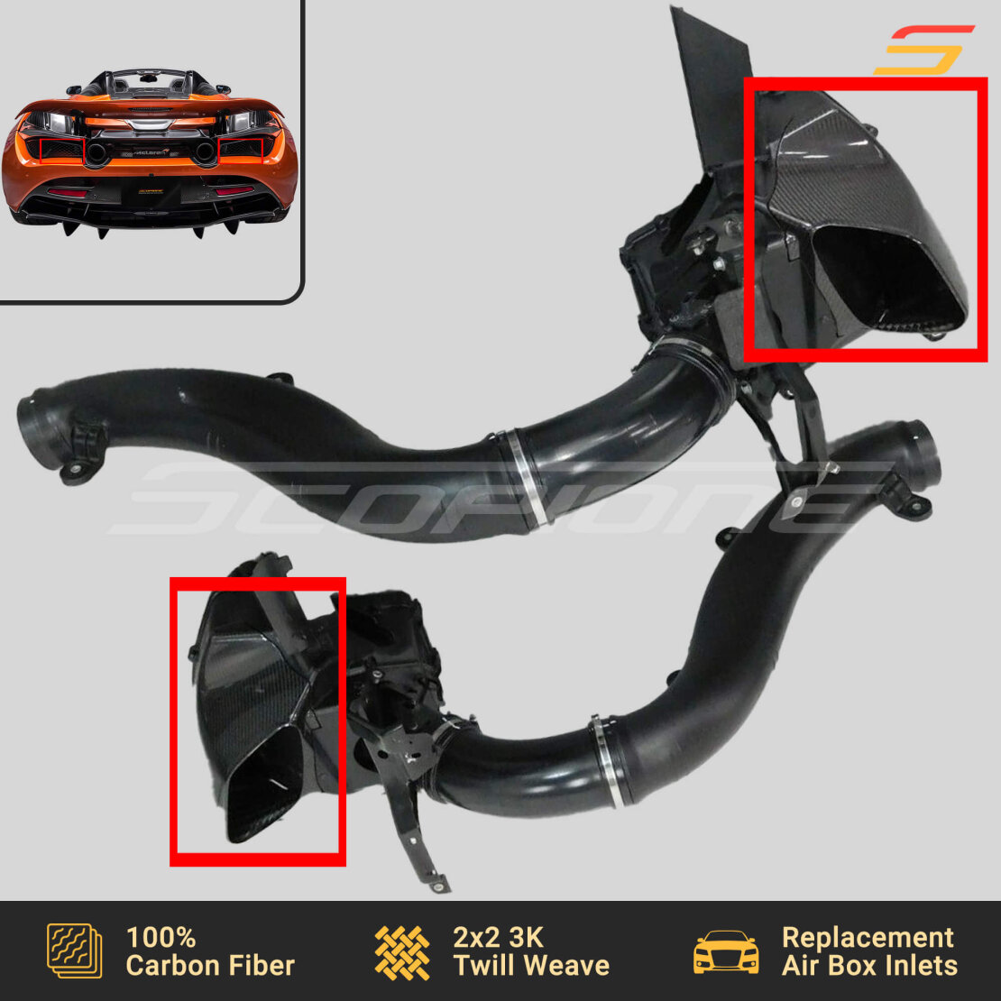 Scopione Carbon Engine Air Intake Boxes for McLaren 720S 750S