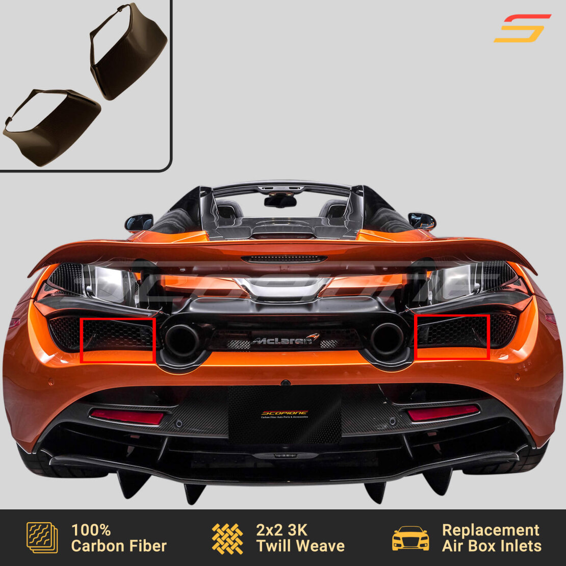 Scopione Carbon Engine Air Intake Boxes for McLaren 720S 750S