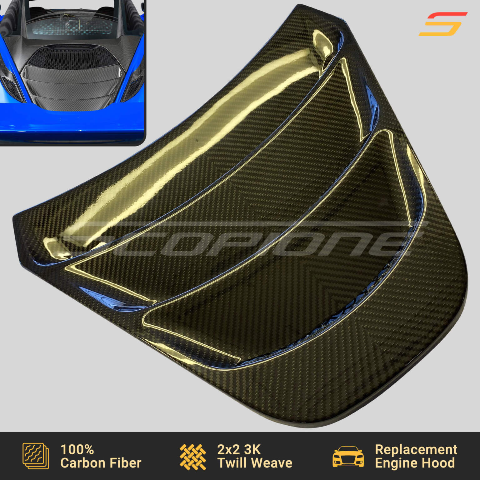 Scopione Carbon Fiber Engine Grille Vent for McLaren 720S Coupe