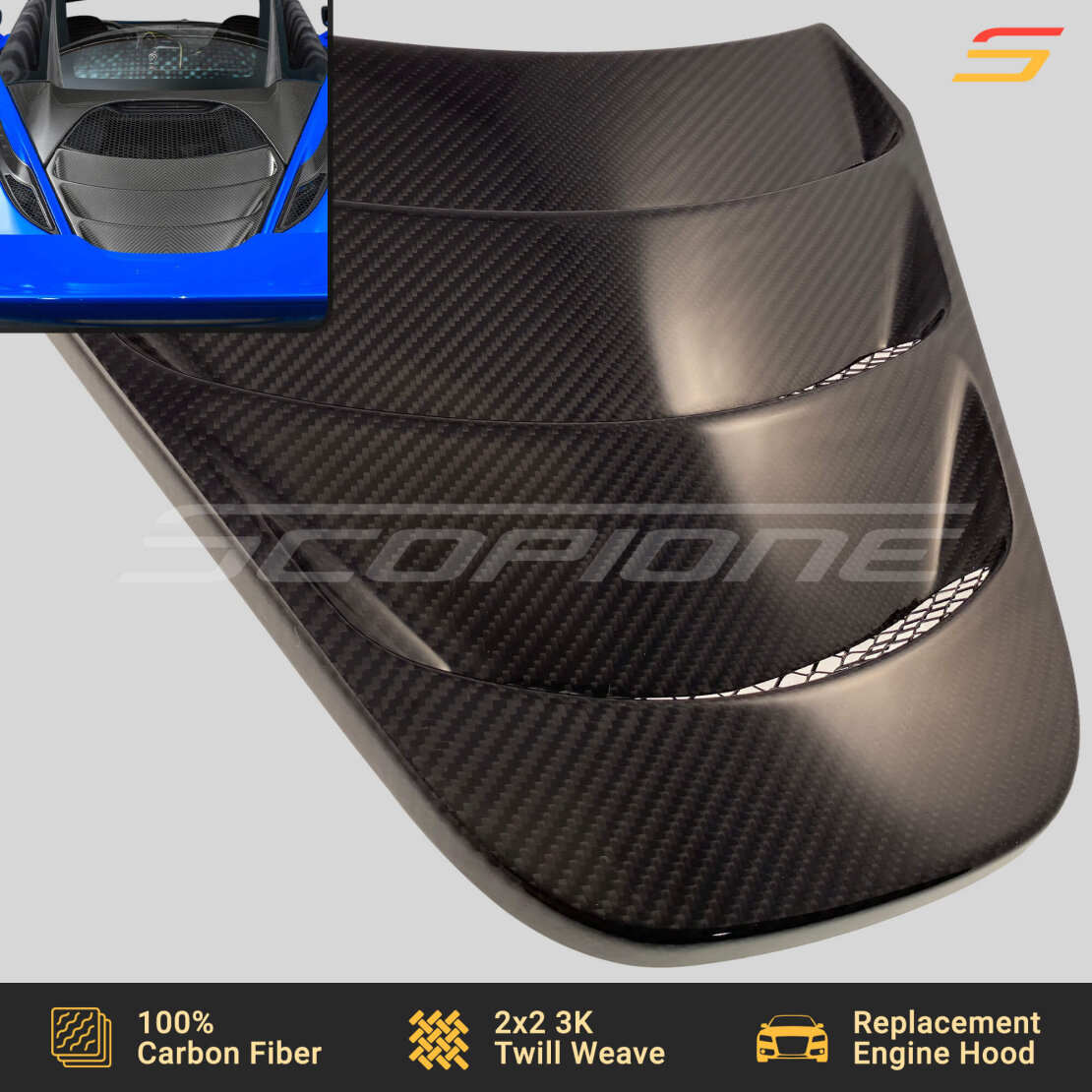 Scopione Carbon Fiber Engine Grille Vent for McLaren 720S Coupe