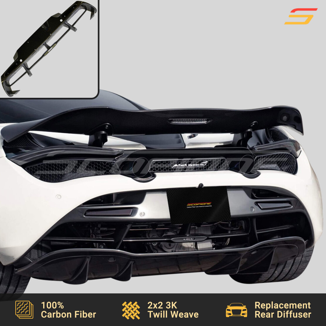 Scopione Carbon Fiber Rear Bumper Diffuser for McLaren 720S