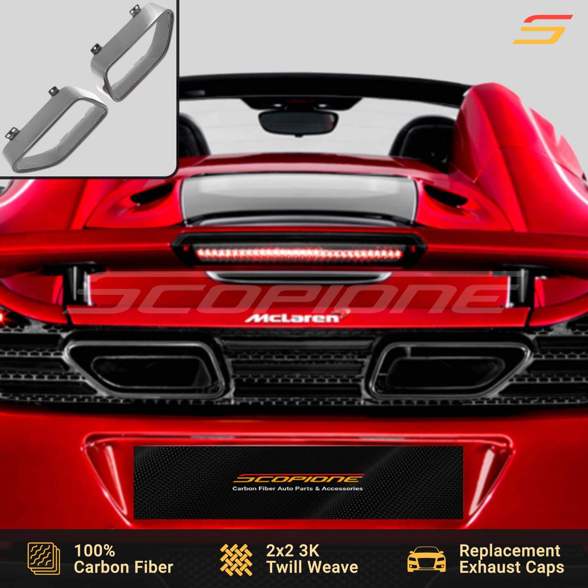 Scopione Carbon Exhaust Tail Pipe Trim | McLaren 650S MP4-12C