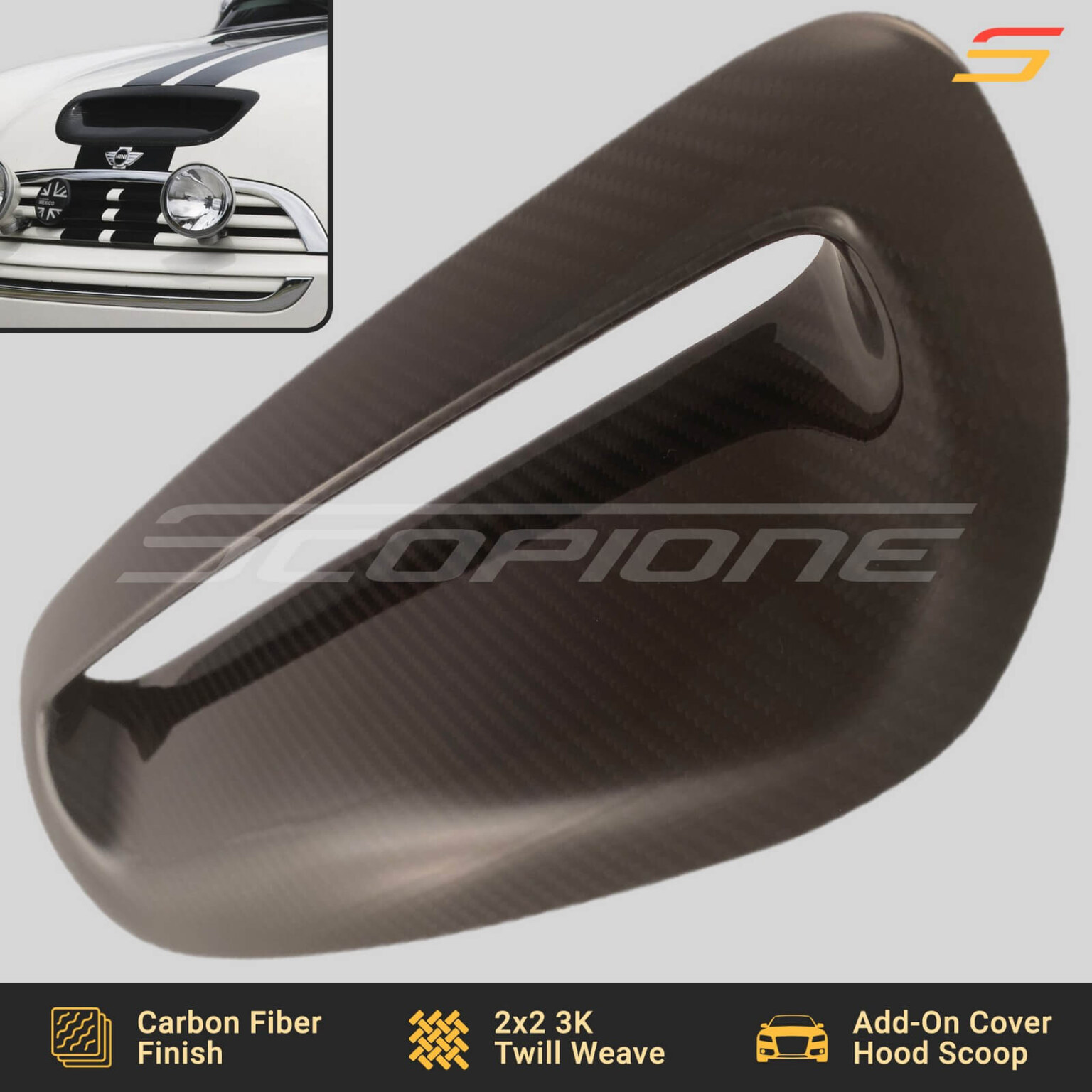 Scopione Carbon Fiber Front Hood Scoop Cover for MINI Cooper Gen1