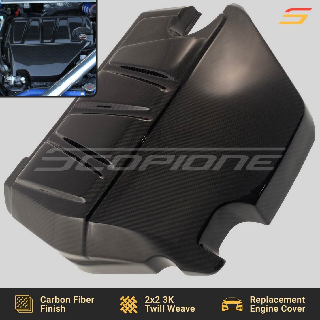 Scopione Carbon Fiber Engine Cover for Lancer Evolution 10
