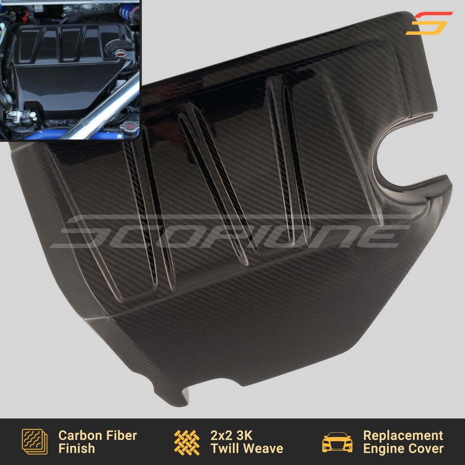 Scopione Carbon Fiber Engine Cover for Lancer Evolution 10