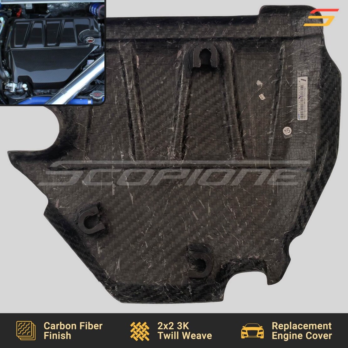 Scopione Carbon Fiber Engine Cover for Lancer Evolution 10