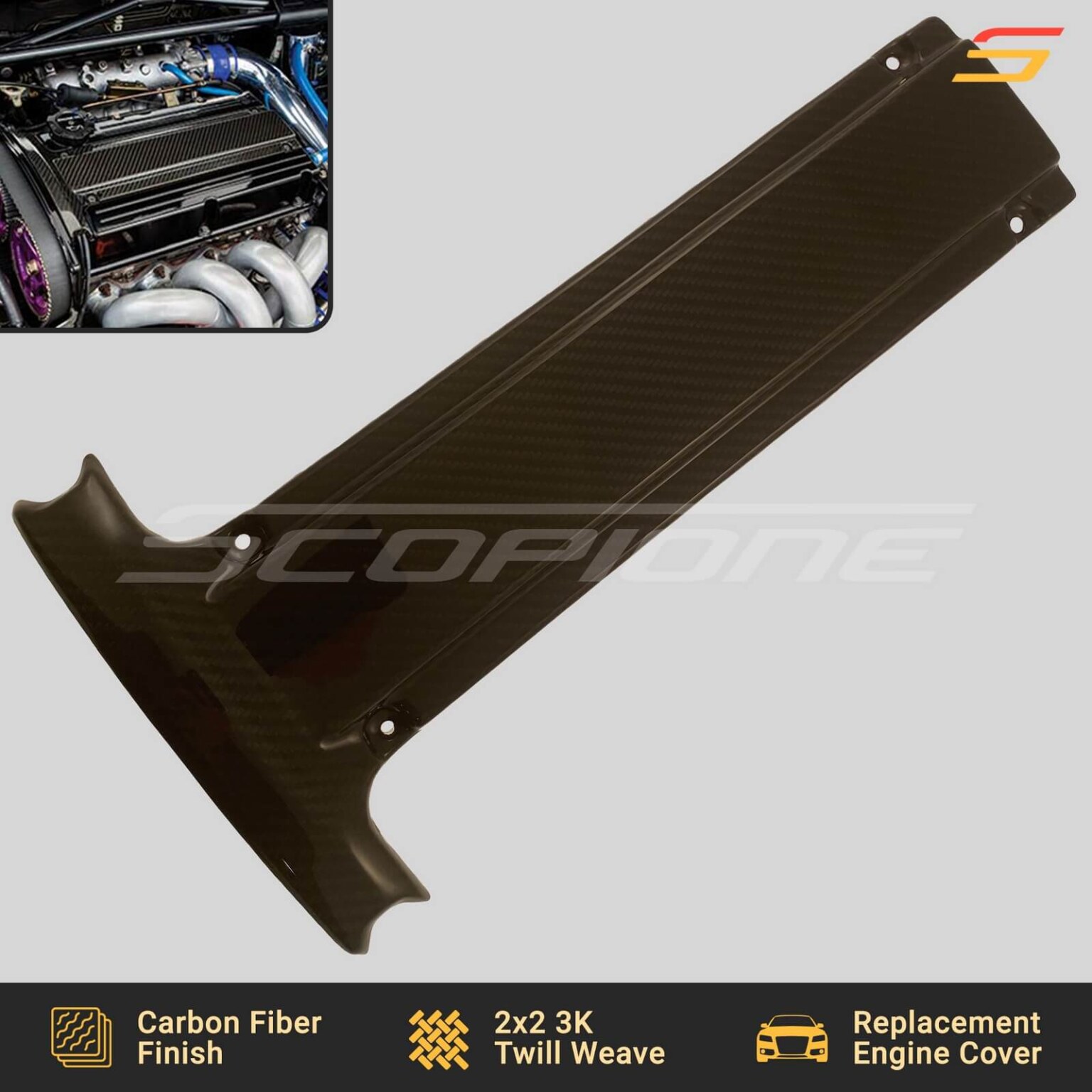 Scopione Carbon Fiber Engine Cover for Lancer Evolution 7 8 9