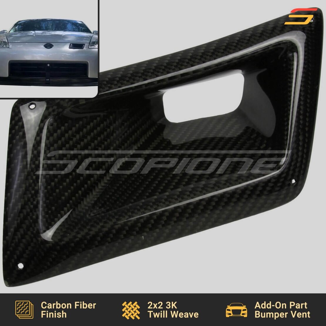 Scopione Carbon Fiber Front Bumper Intake Vent for Nissan 350Z