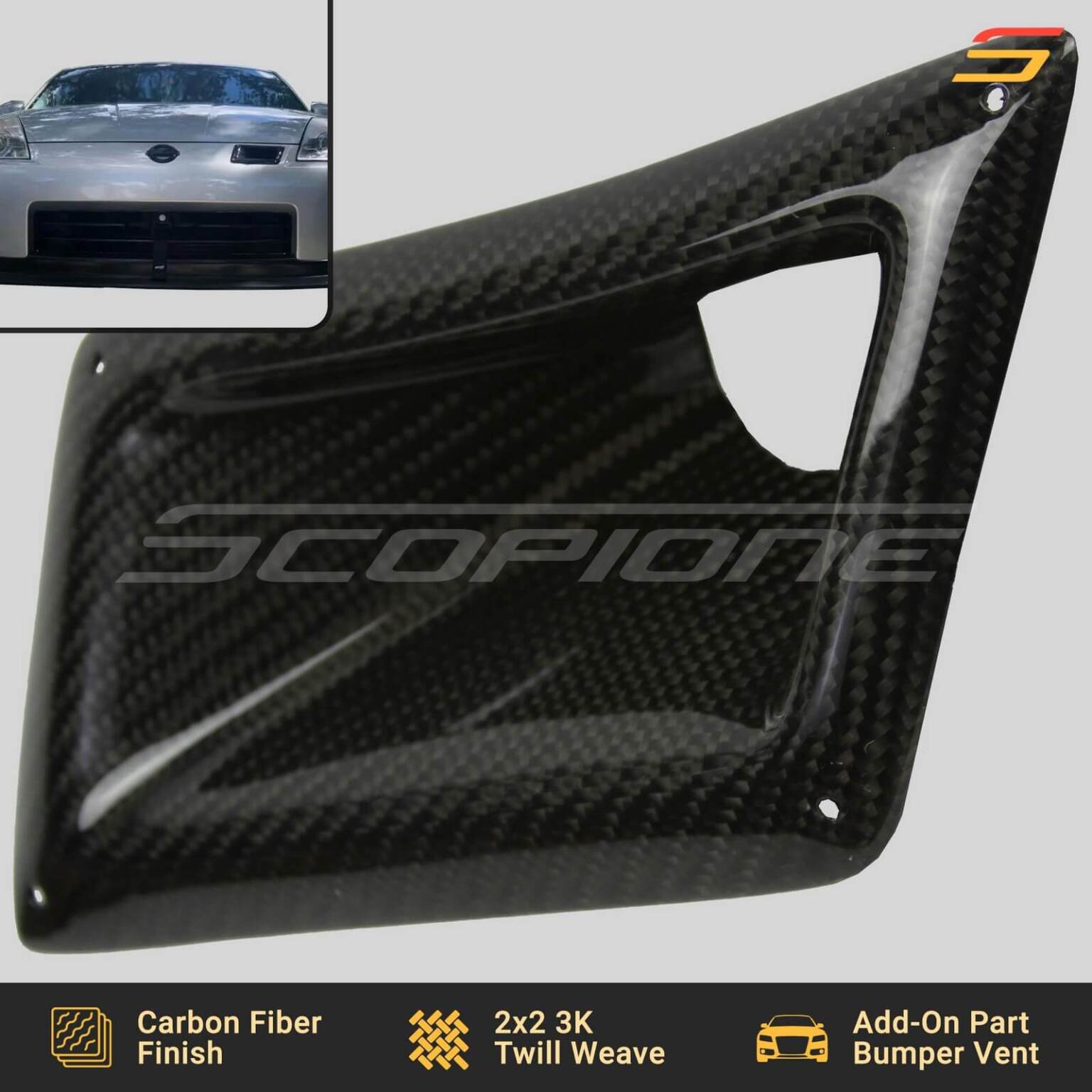 Scopione Carbon Fiber Front Bumper Intake Vent for Nissan 350Z
