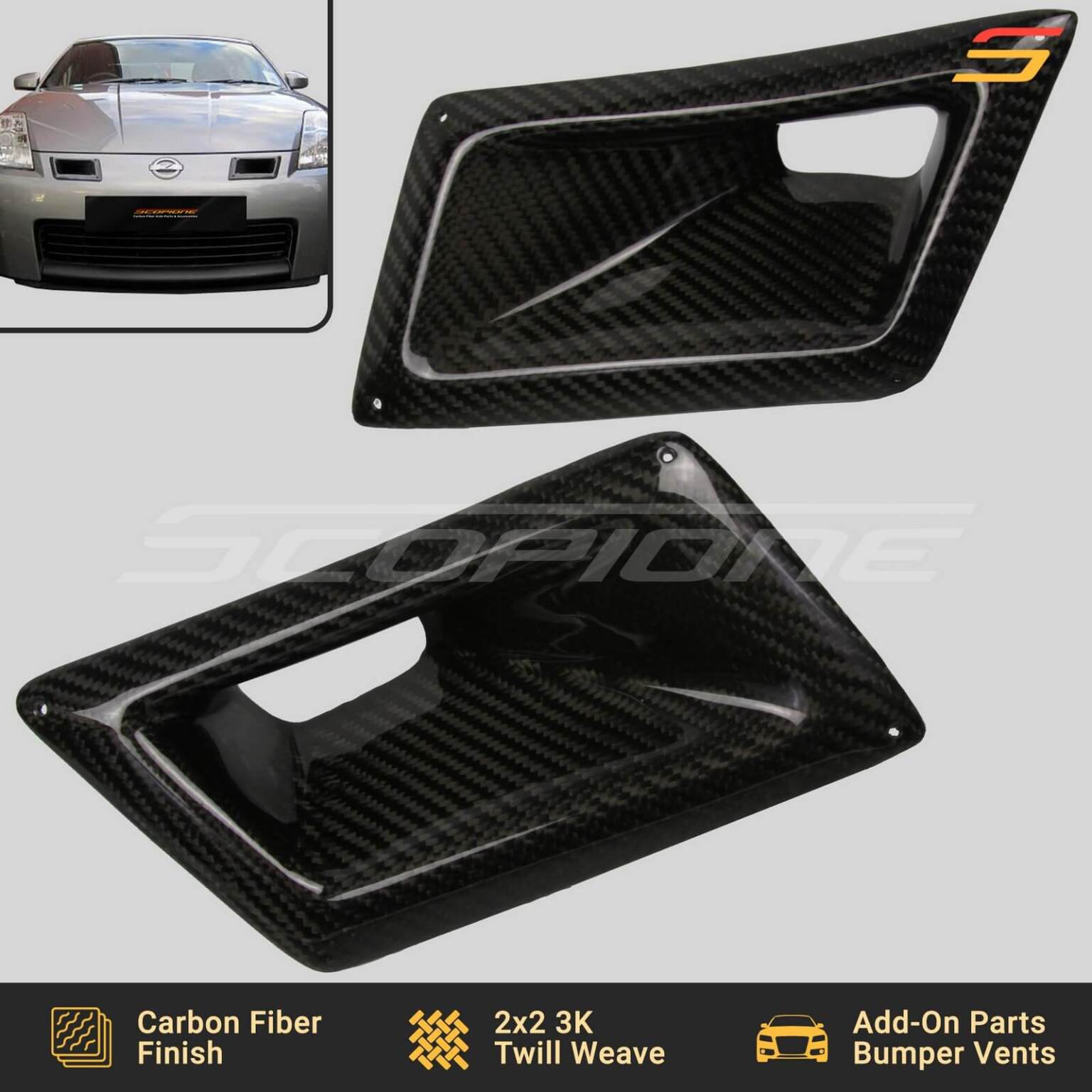 Scopione Carbon Fiber Front Bumper Intake Scoops for Nissan 350Z