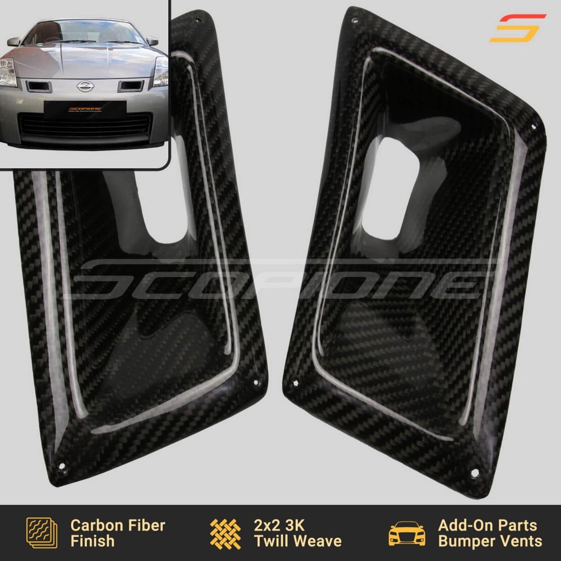 Scopione Carbon Fiber Front Bumper Intake Scoops for Nissan 350Z