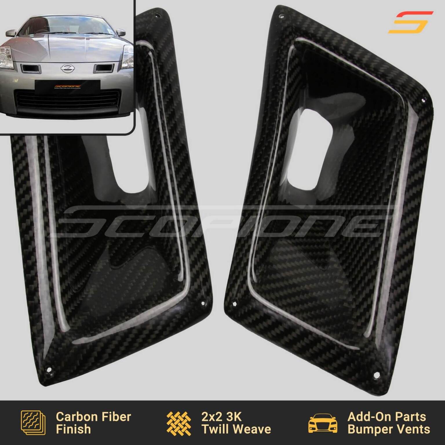 Scopione Carbon Fiber Front Bumper Intake Scoops for Nissan 350Z