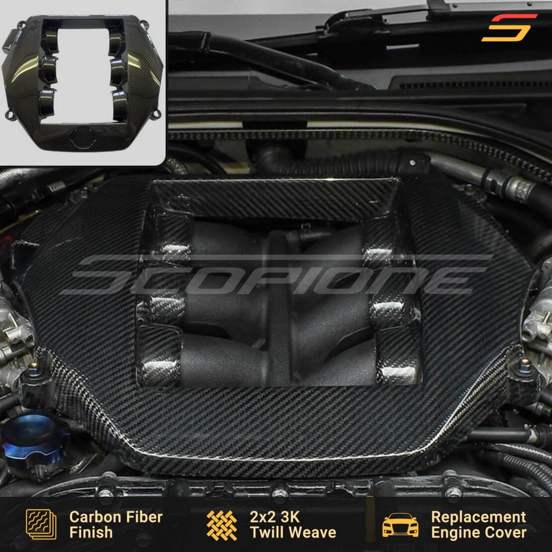 Scopione Carbon Fiber Engine Cover for Nissan GTR R35