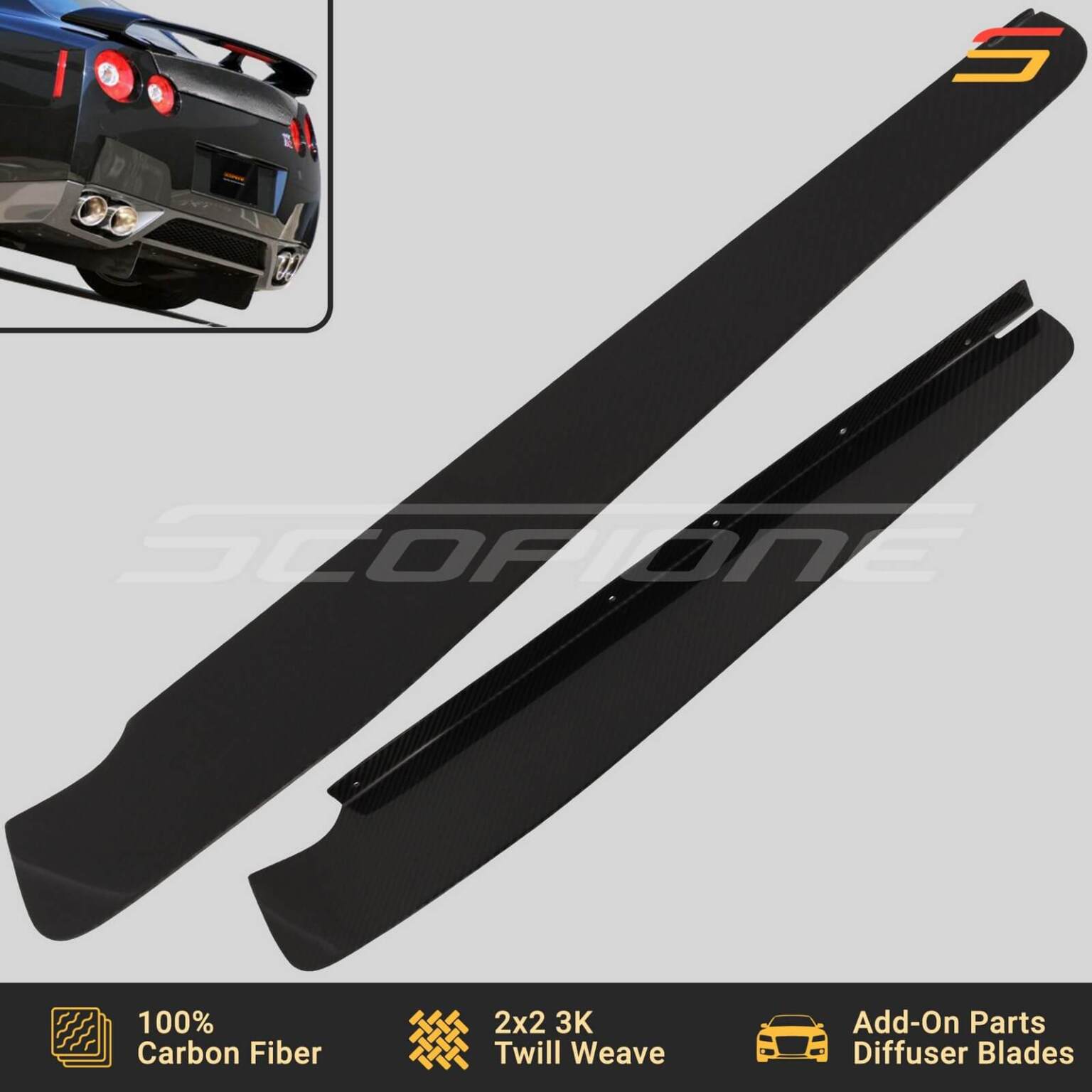 Scopione Carbon Fiber Diffuser Blades Fins for Nissan GTR R35