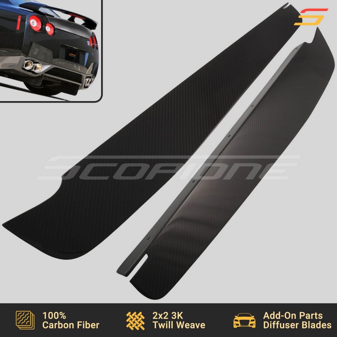Scopione Carbon Fiber Diffuser Blades Fins for Nissan GTR R35