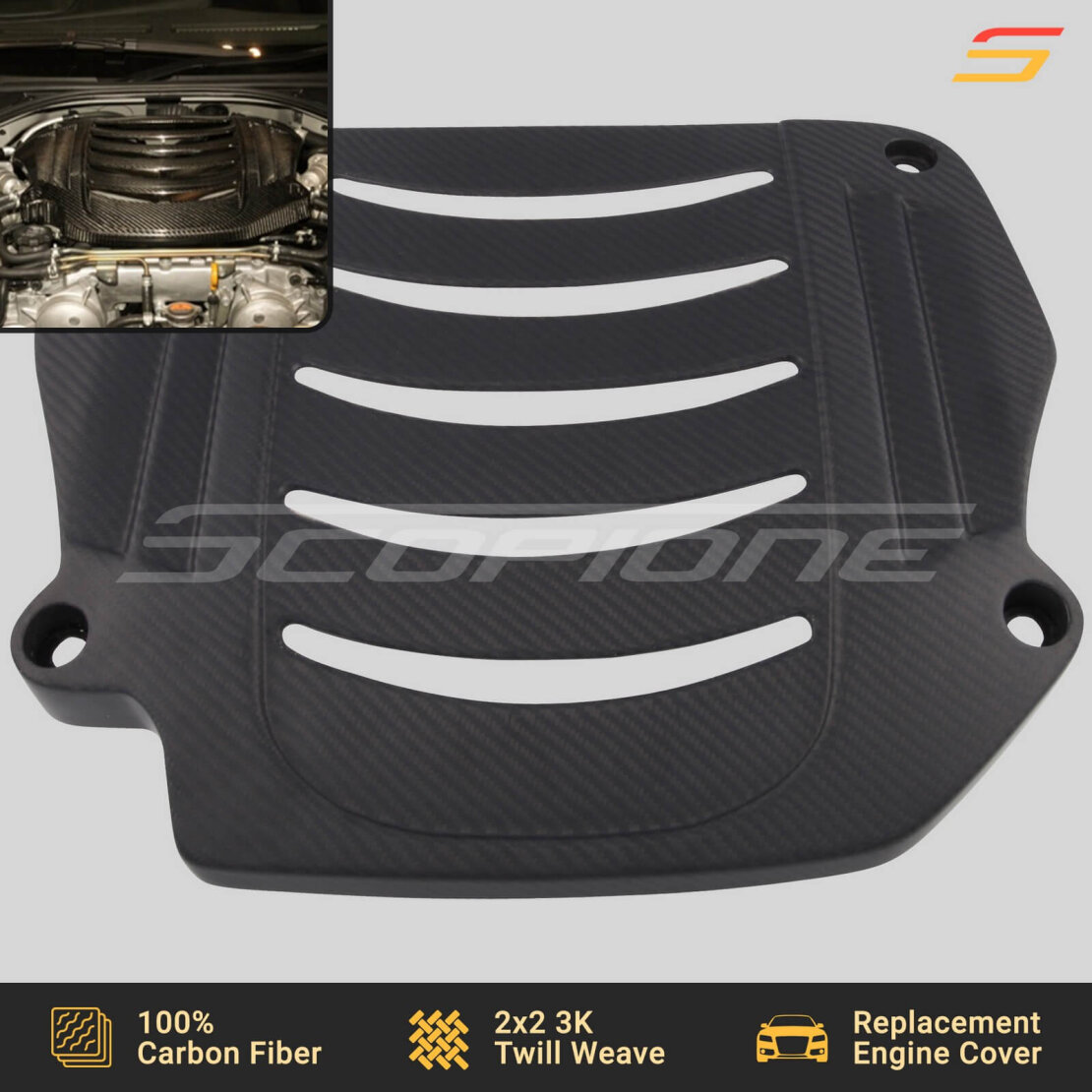 Scopione Carbon Fiber Battery & Fluid Engine Covers for Nissan 350Z