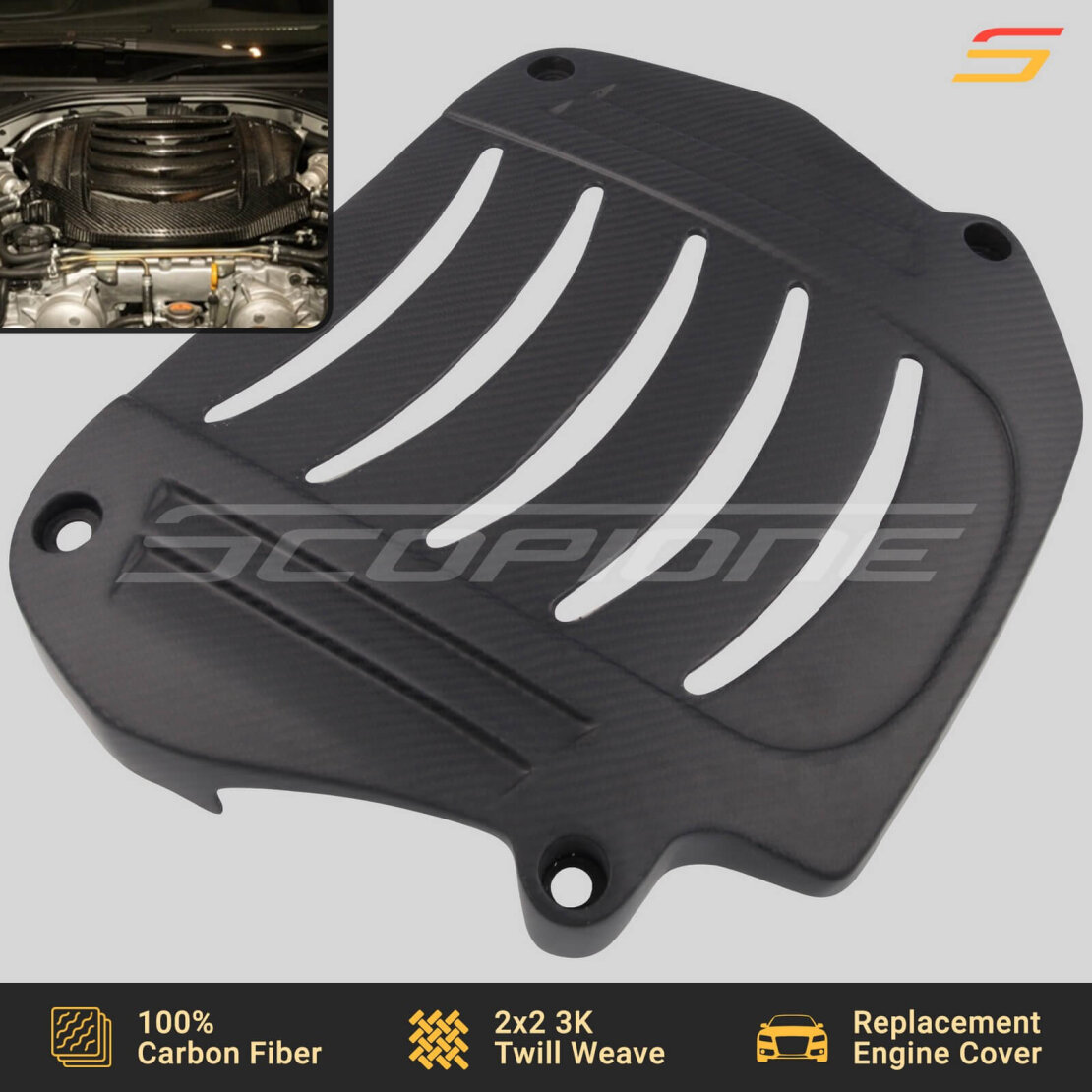 Scopione Carbon Fiber SC3 Engine Cover for Nissan GTR R35