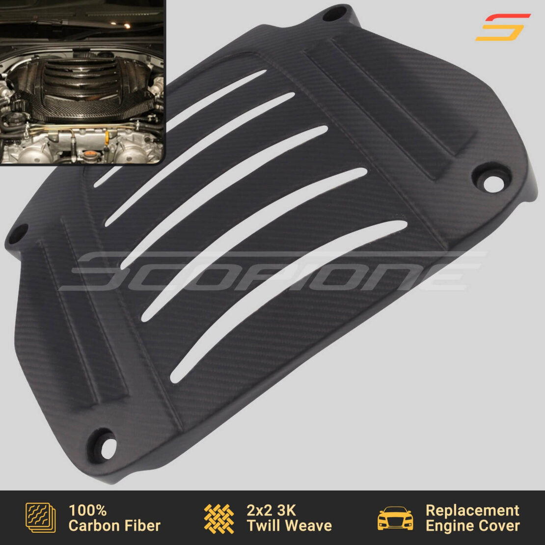 Scopione Carbon Fiber SC3 Engine Cover for Nissan GTR R35