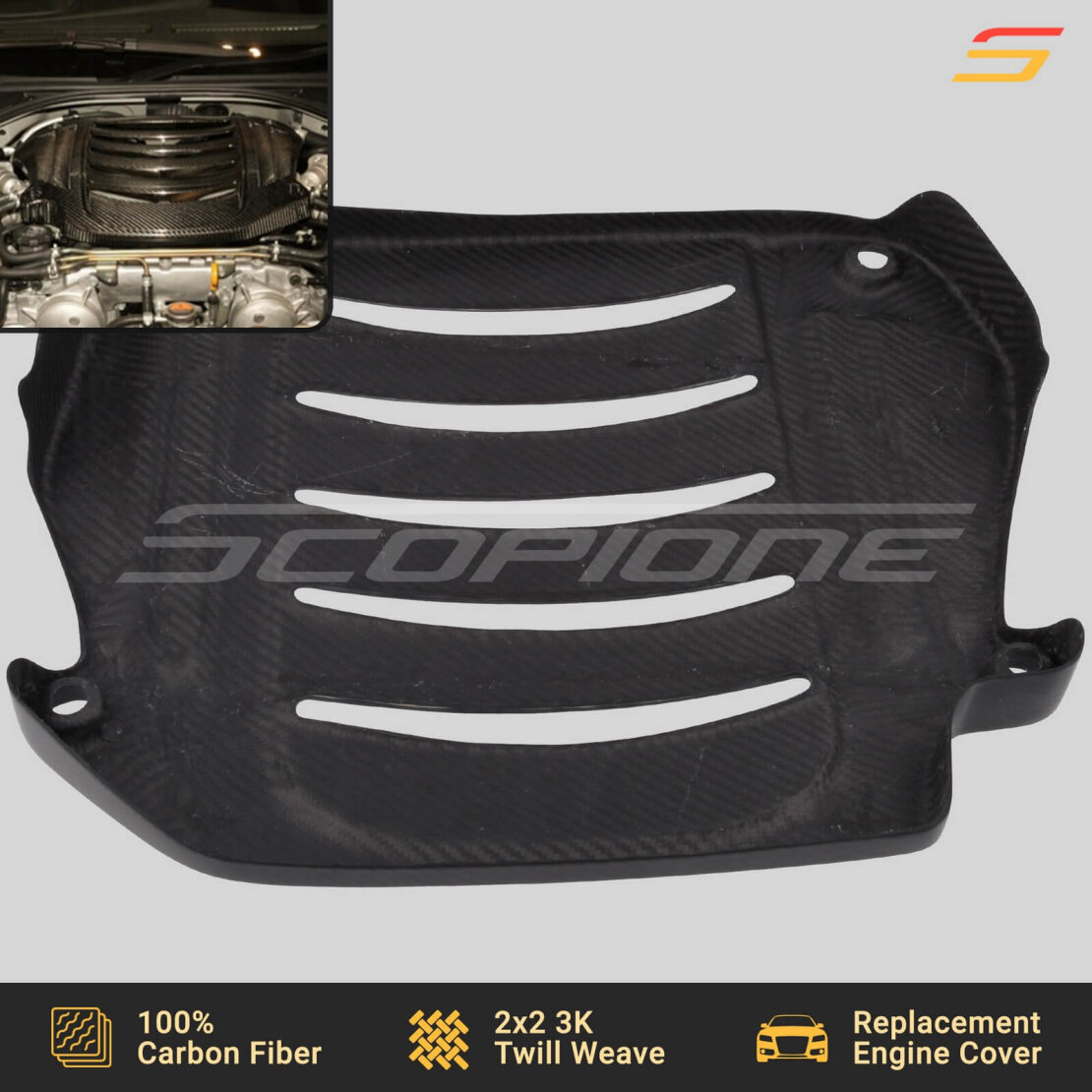 Scopione Carbon Fiber SC3 Engine Cover for Nissan GTR R35