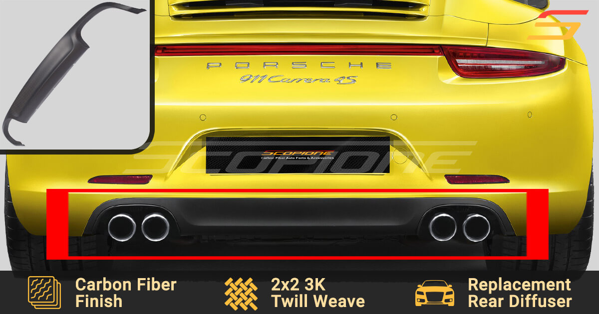Scopione Matte Carbon Fiber Rear Bumper Diffuser Valance for Porsche ...