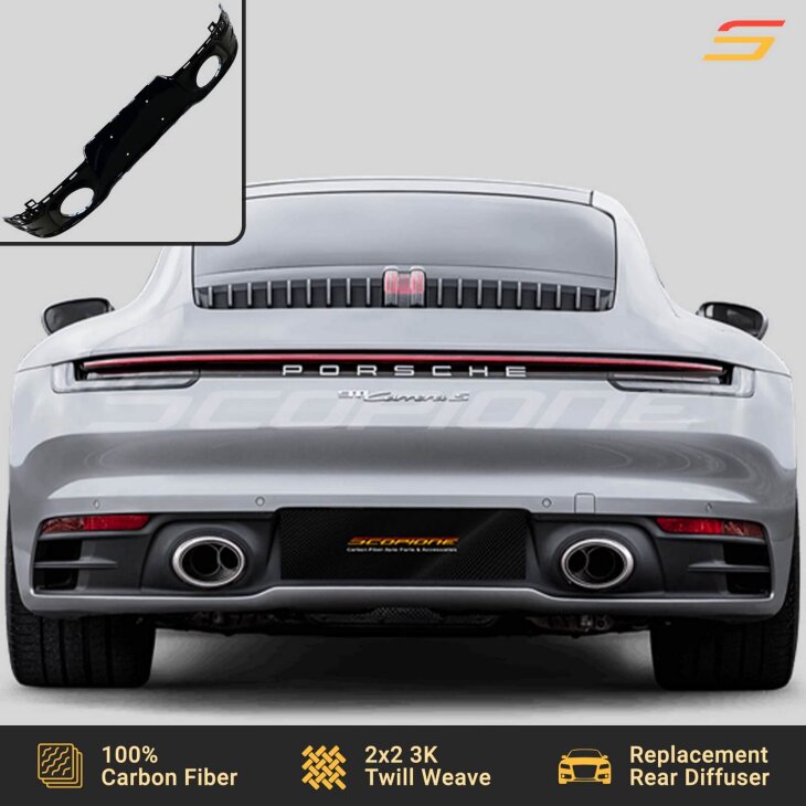 Scopione Carbon Rear Diffuser Valance: Porsche 911 992 Carrera