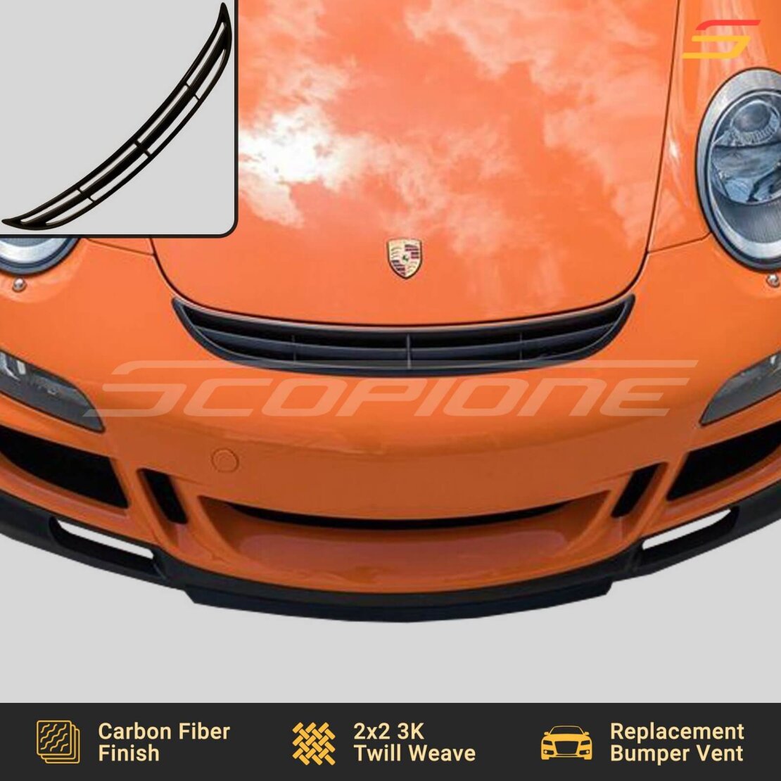 Scopione Carbon Fiber Front Bumper Smile Grille Vent for Porsche 911 ...