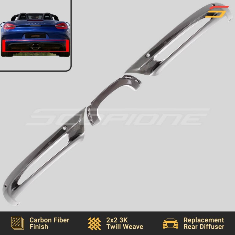 Scopione Carbon Fiber Rear Bumper Diffuser for Porsche Boxster Cayman 981