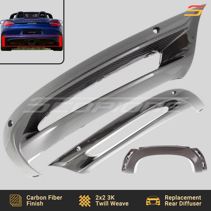 Scopione Carbon Fiber Rear Bumper Diffuser for Porsche Boxster Cayman 981