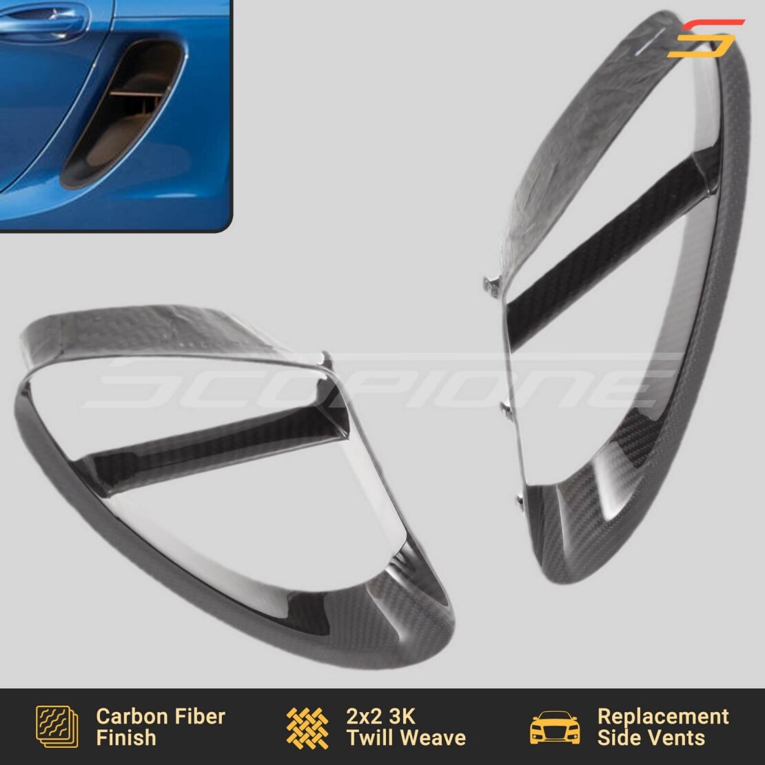 Scopione Carbon Fiber Rear Fender Air Scoops for Porsche Boxster 987