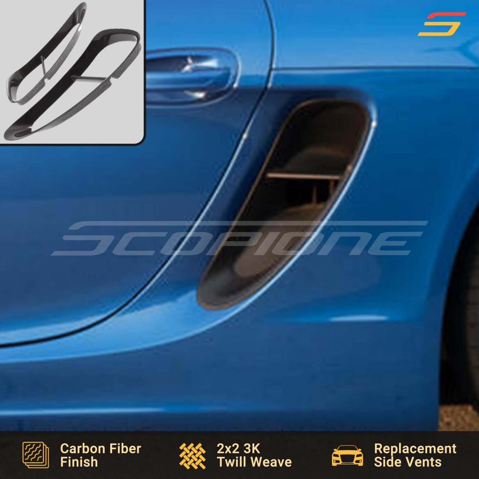 Scopione Carbon Fiber Rear Fender Air Scoops for Porsche Boxster 987