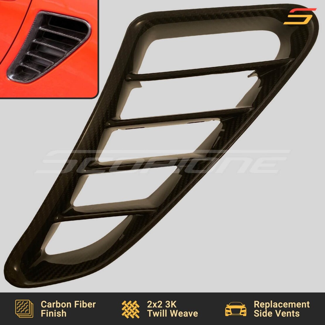 Scopione Carbon Fiber Rear Fender Air Scoops for Porsche Boxster 987