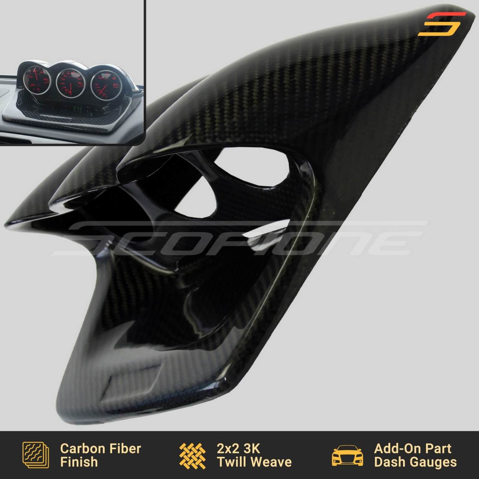 Carbon Fiber Triple Gauge Pod Holder for Subaru 02-07 Impreza WRX STi
