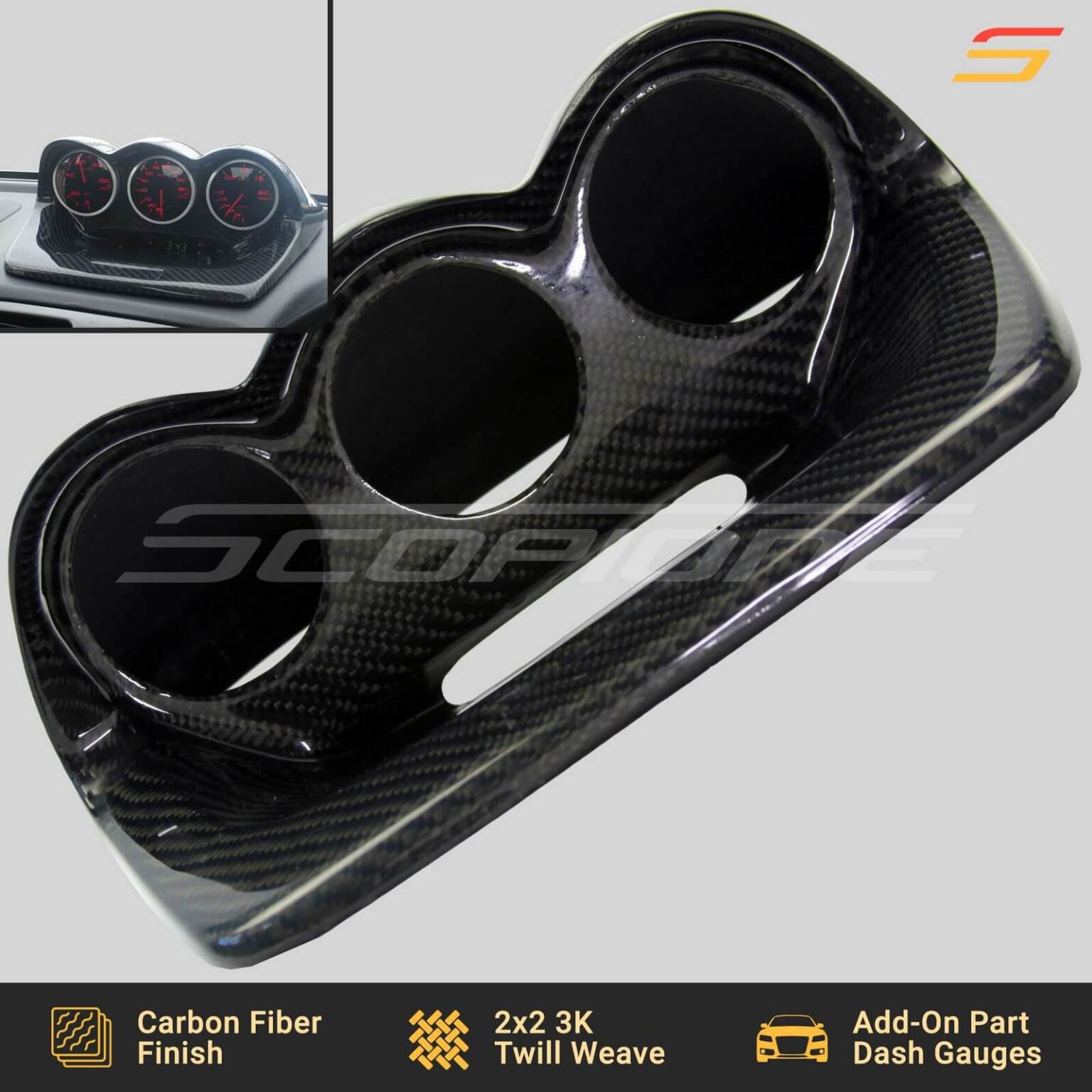 Carbon Fiber Triple Gauge Pod Holder for Subaru 02-07 Impreza WRX STi