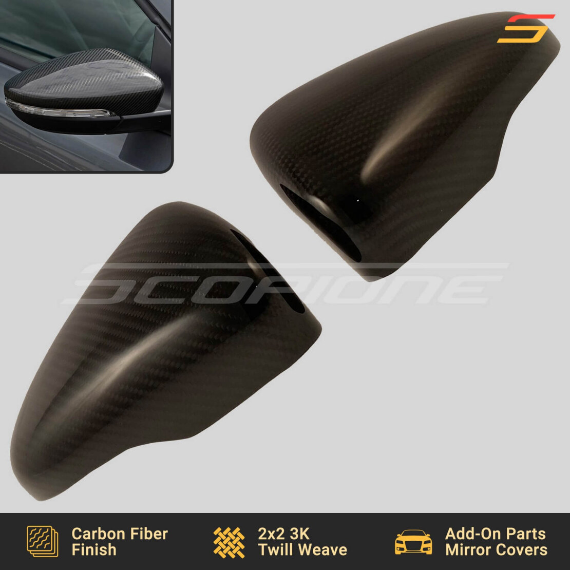 Scopione Carbon Fiber Side Mirror Covers for Volkswagen Golf 6 MK6